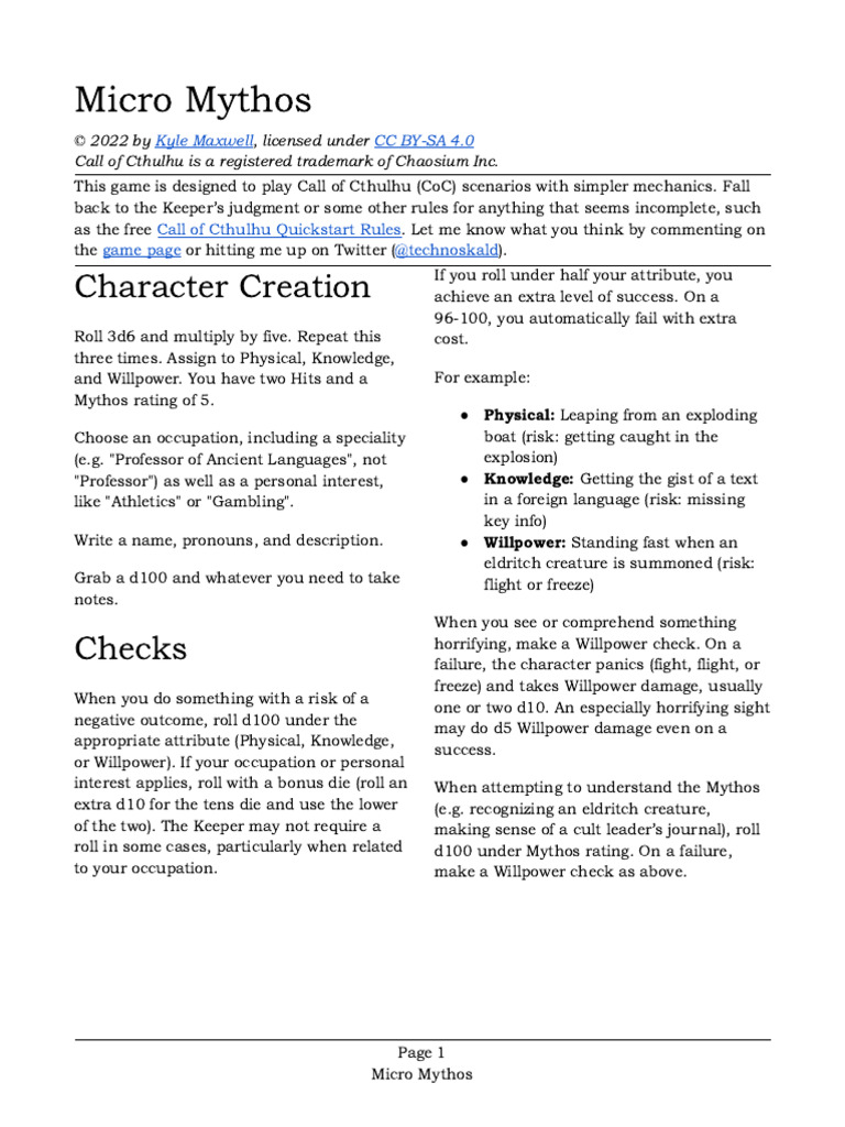 Micro Mythos - лайт версия | PDF