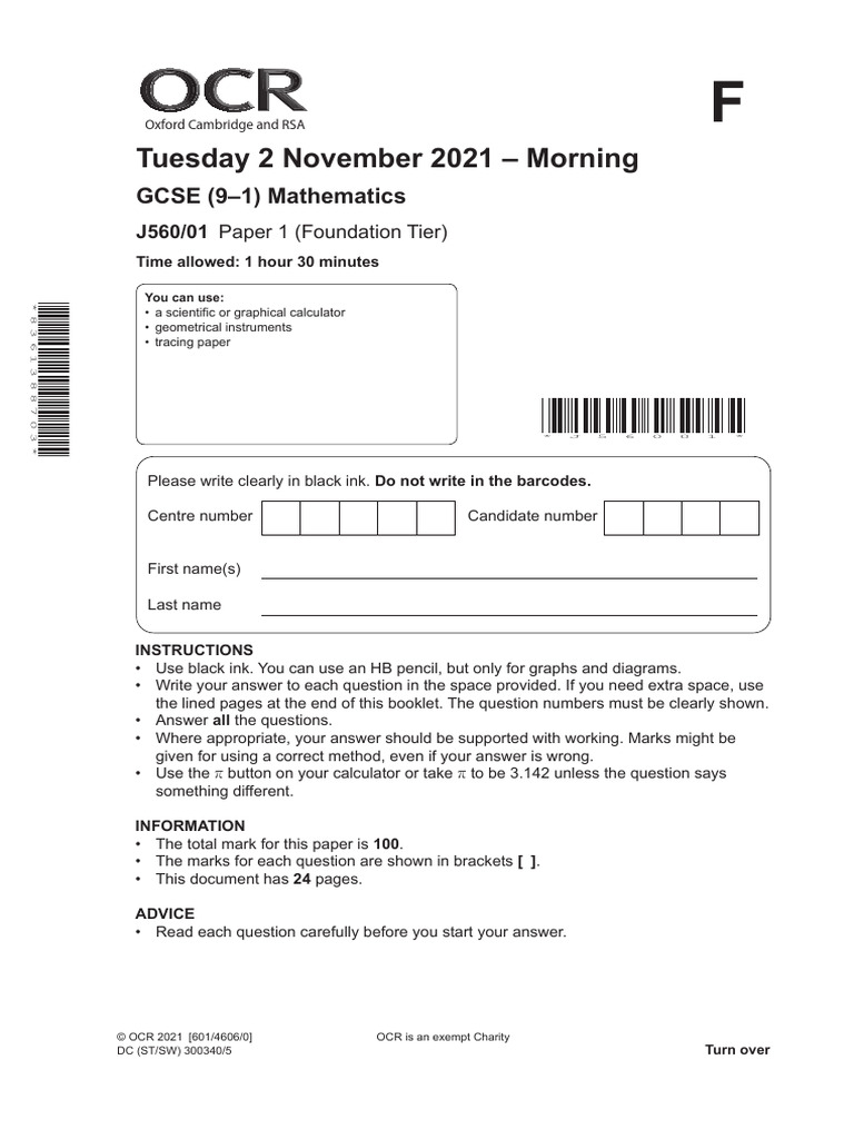 Maths 2021 Paper 1 | PDF | Speed | Mathematics
