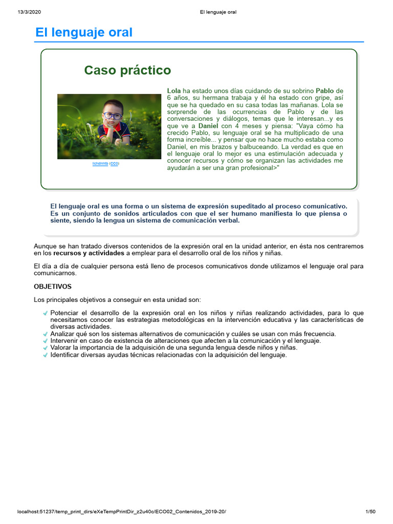 UT2-El Lenguaje Oral | PDF | Segundo lenguaje | Aprendizaje