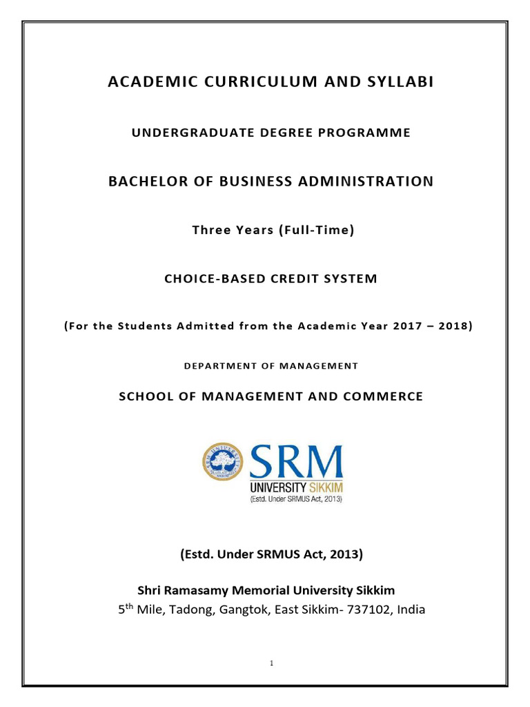 SRM BBA CBCS Syllabus | PDF | Accounting | Communication