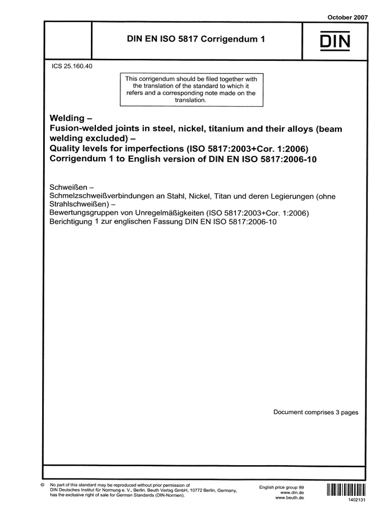 Din en Iso 5817 - 2007corr1 | PDF