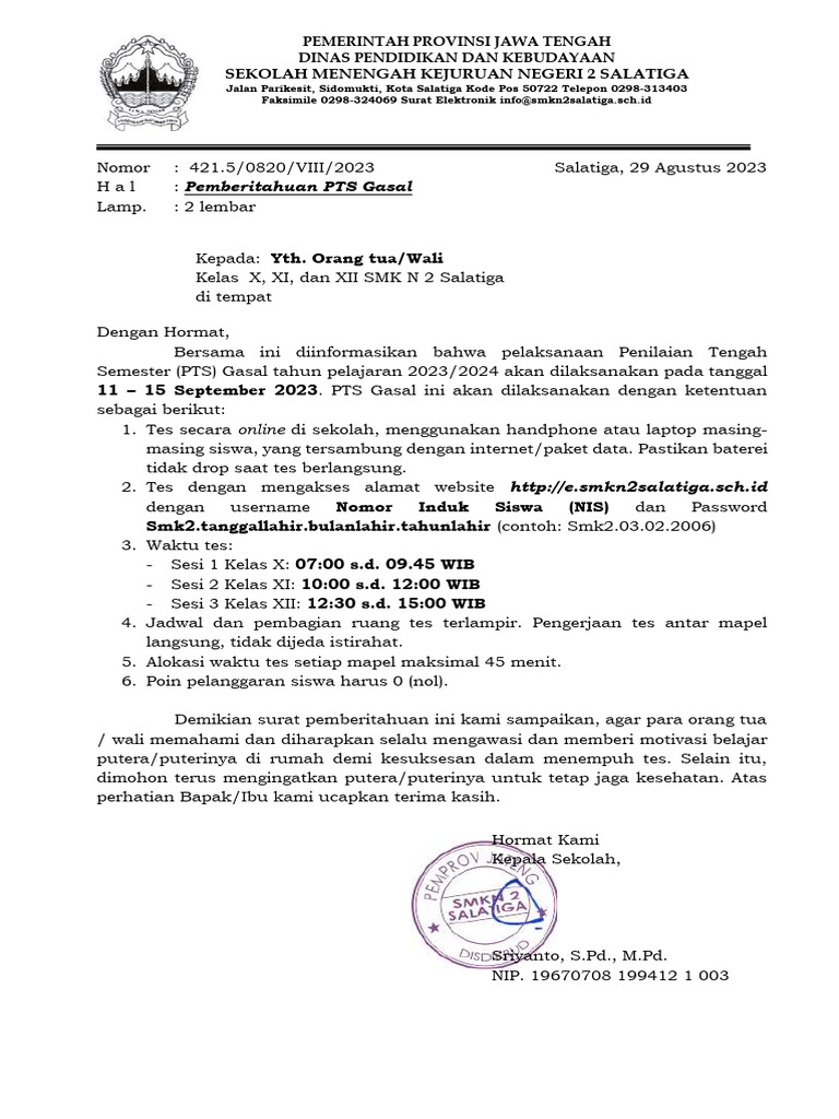 EDARAN PTS Gasal 2023-2024 - SISWA | PDF