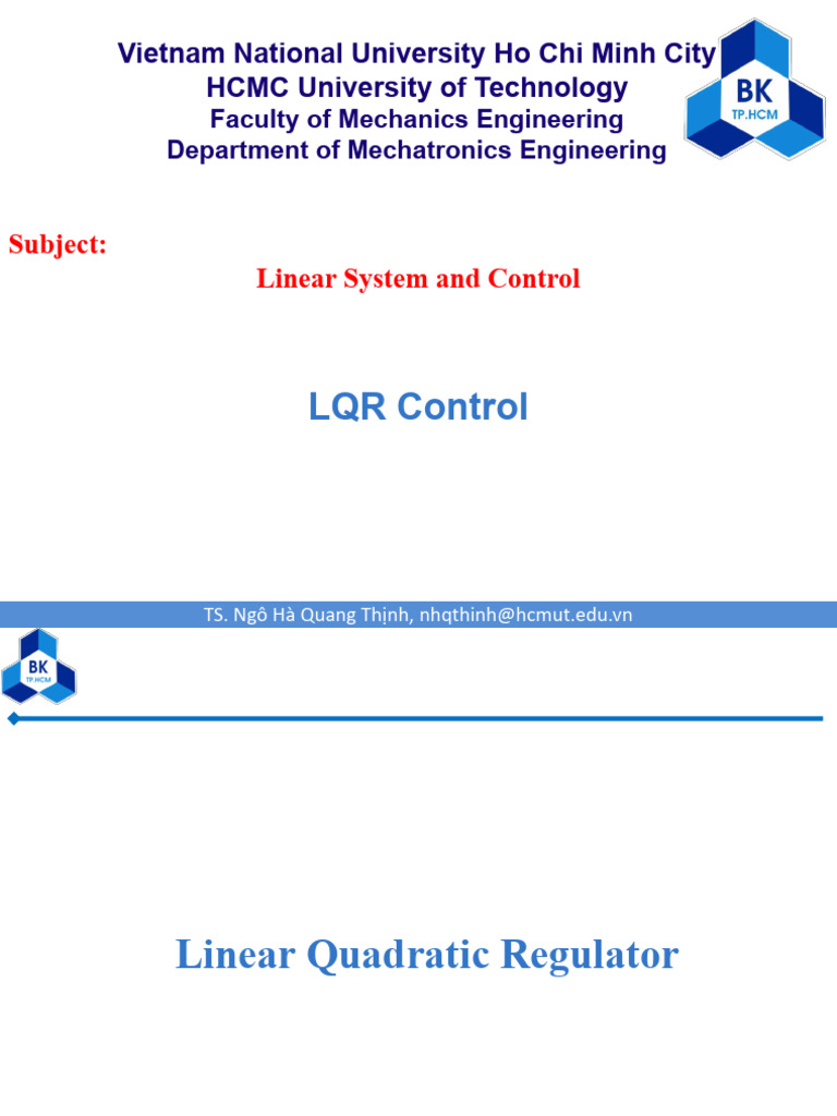 Linear System and Control - Graduate - LQR - Lecture | PDF | Mathematical Analysis | Algebra