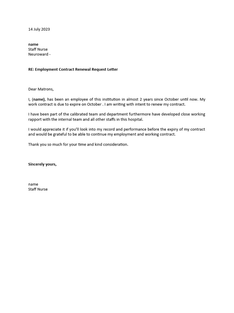 Employment Contract Renewal Request | PDF