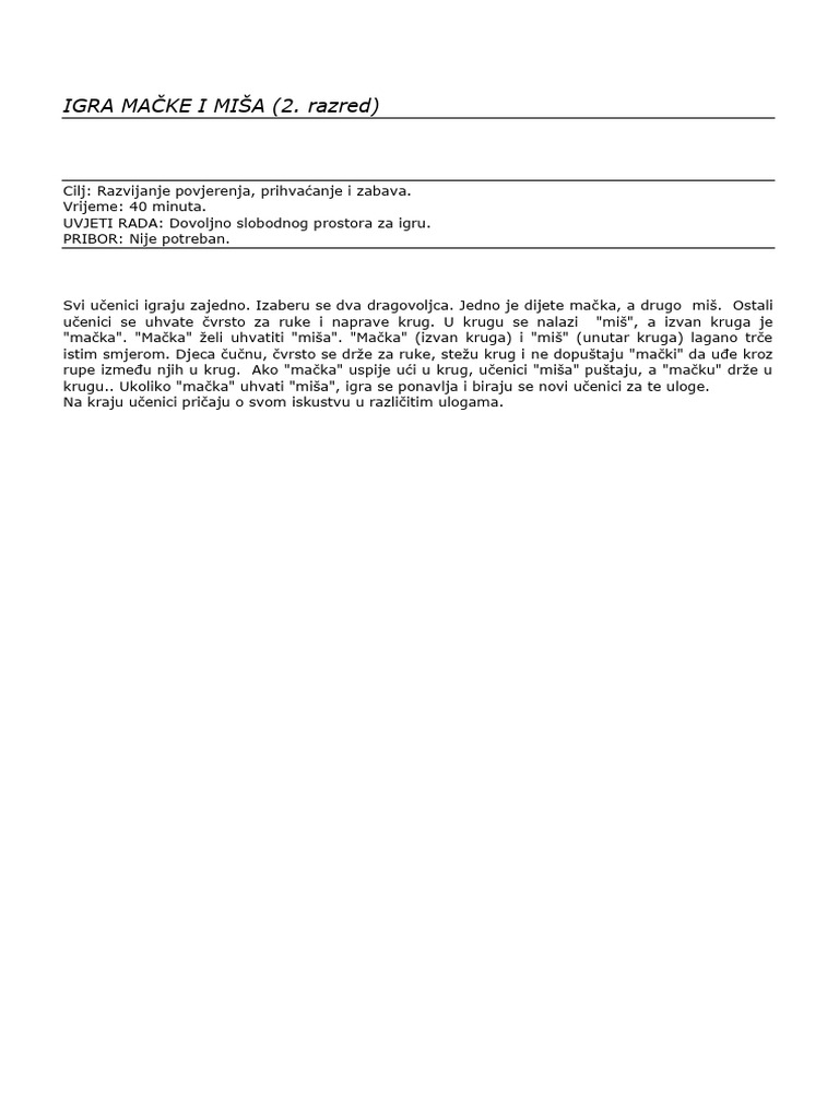 Igra Macke I Misa | PDF