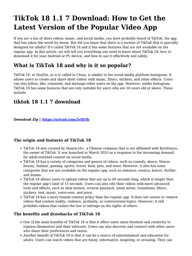 TikTok 18: Download Guide for Adults | PDF | Mobile App | Android ...