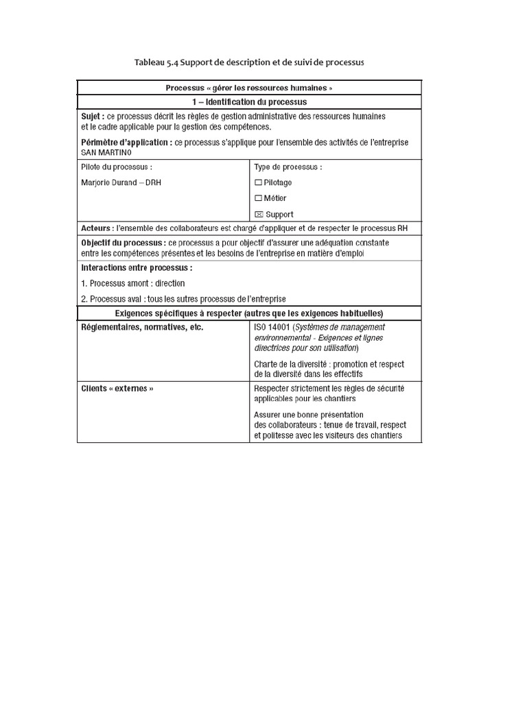 Fiche Processus RH | PDF