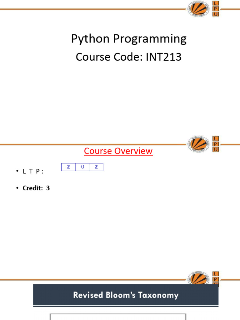 Lecture - 0 - INT213 | Download Free PDF | Python (Programming Language) | Object Oriented ...