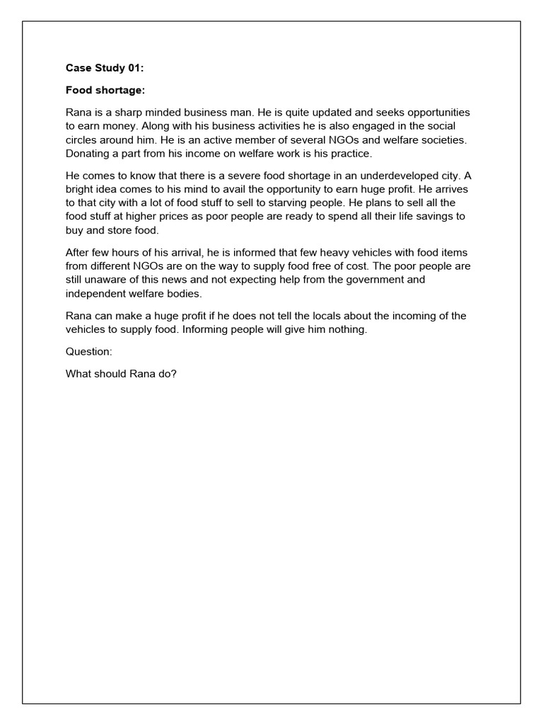 Business - Ethics Case Study One | PDF | Non Governmental Organization ...