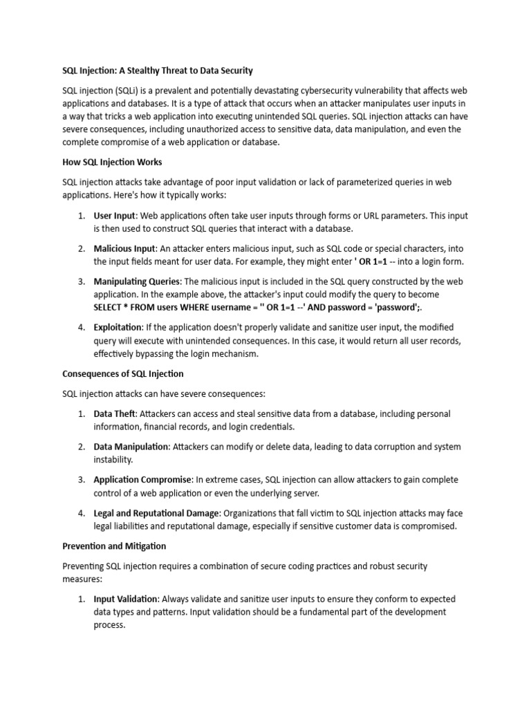 Sql Injection Pdf Security Computer Security