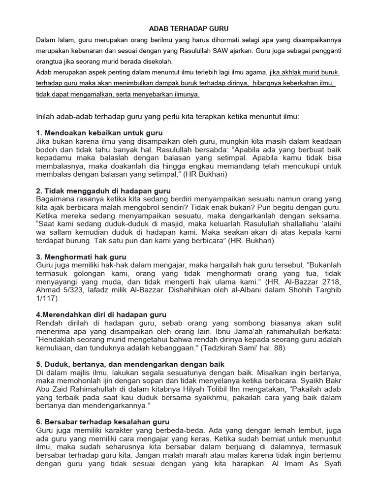 Adab Terhadap Guru Pdf