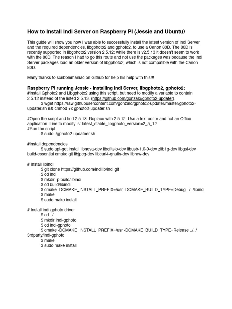 Indi Server Raspberry Pi | PDF | Software | Utility Software