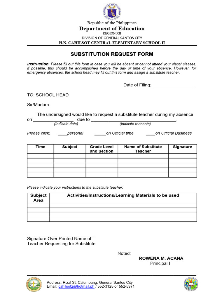 Substitution Request Form | PDF