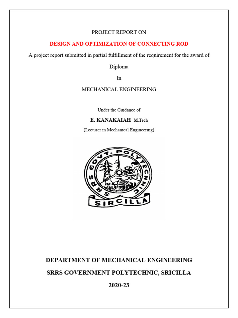 DESIGN AND OPTIMIZATION OF CONNECTING ROD (Repaired) - 2 | PDF ...