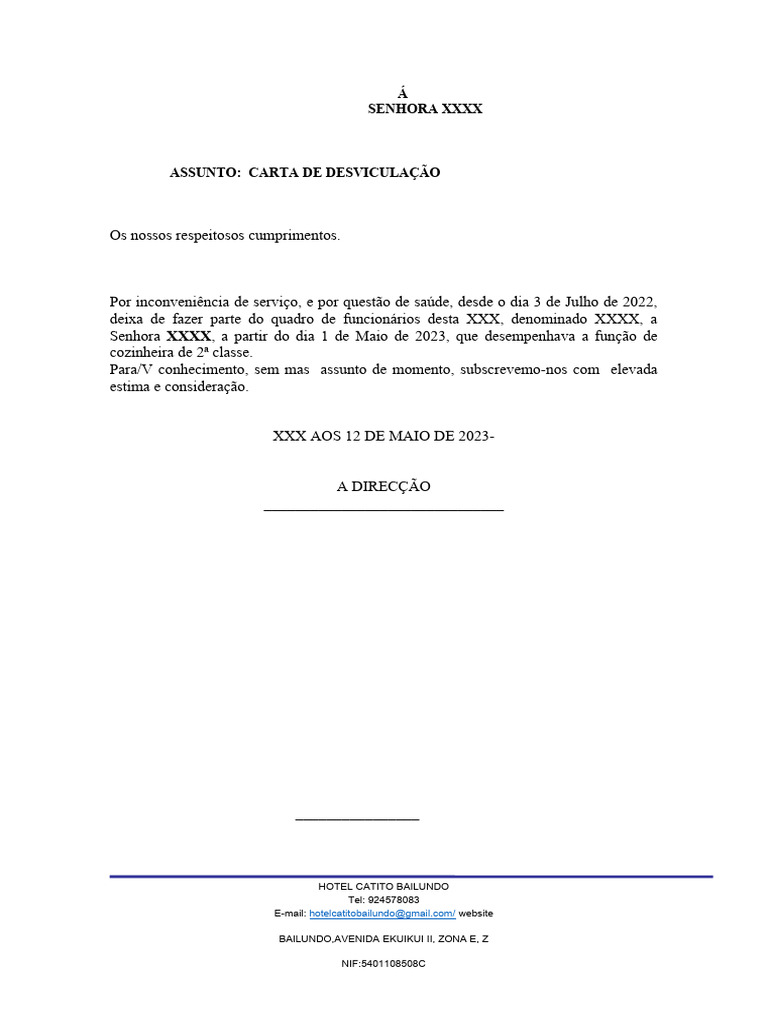 Carta de Desvinculação | PDF