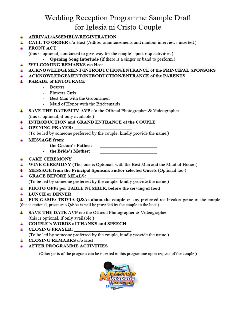 INC Wedding Sample Programme | PDF