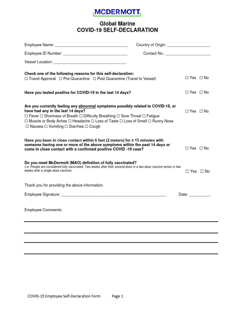 MAO Self Declaration Form | PDF