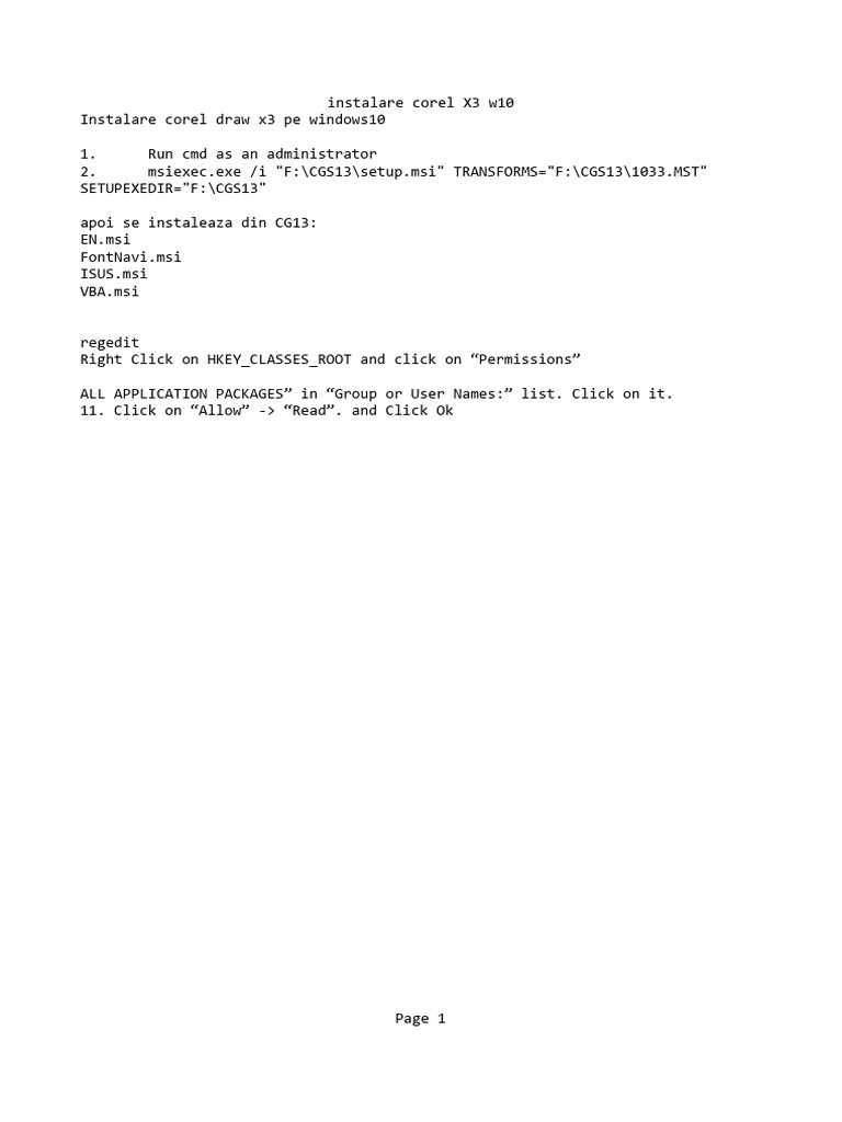 Instalare Corel X3 w10 | PDF | Windows Registry | Windows 10