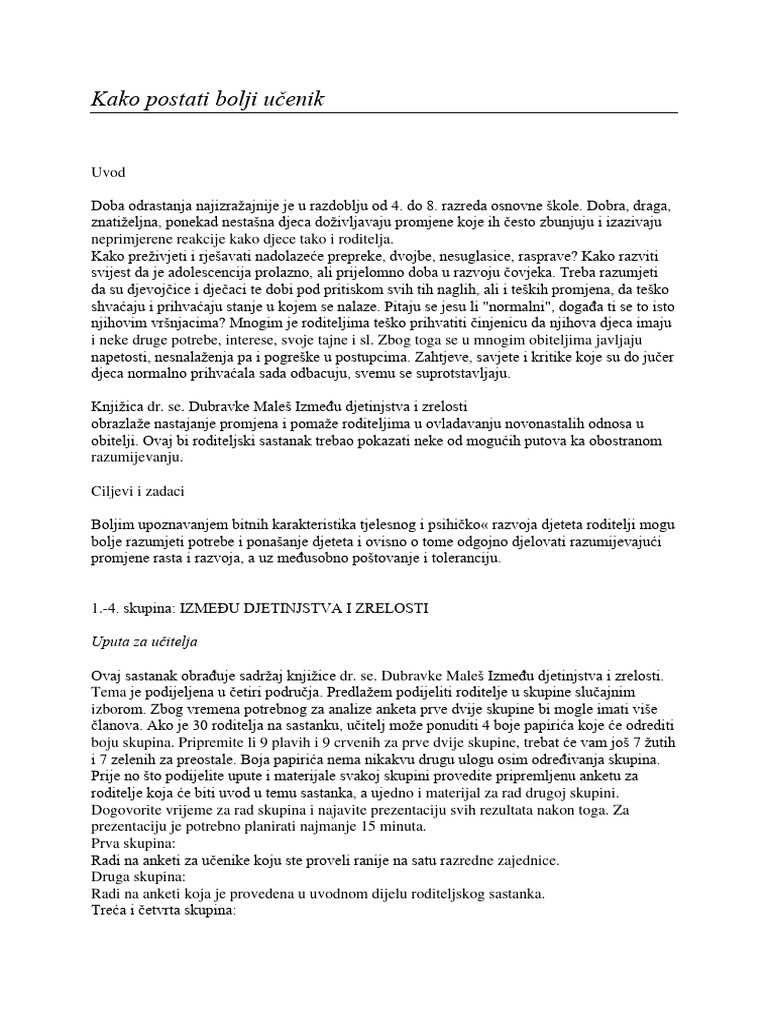 Kako Postati Bolji Ucenik | PDF