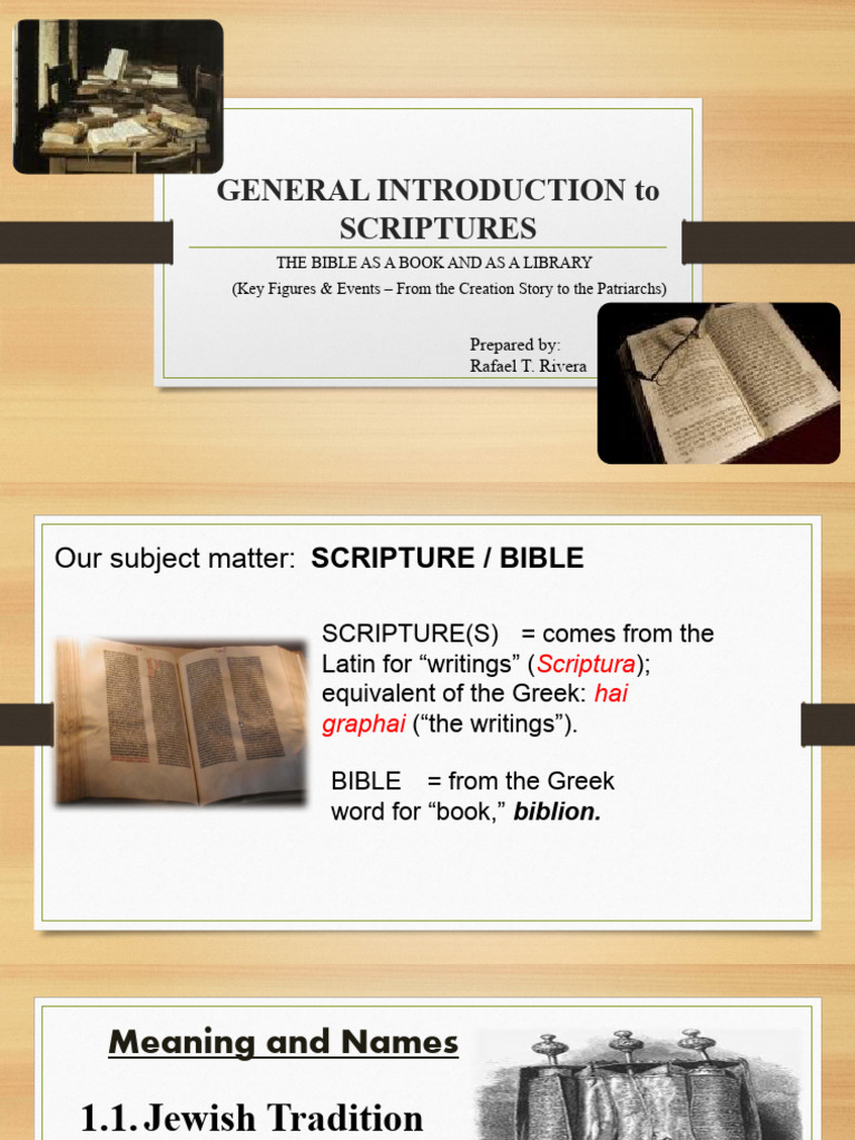 Introduction To Scriptures Part 1 2 Old Testament | PDF | Jacob | Torah