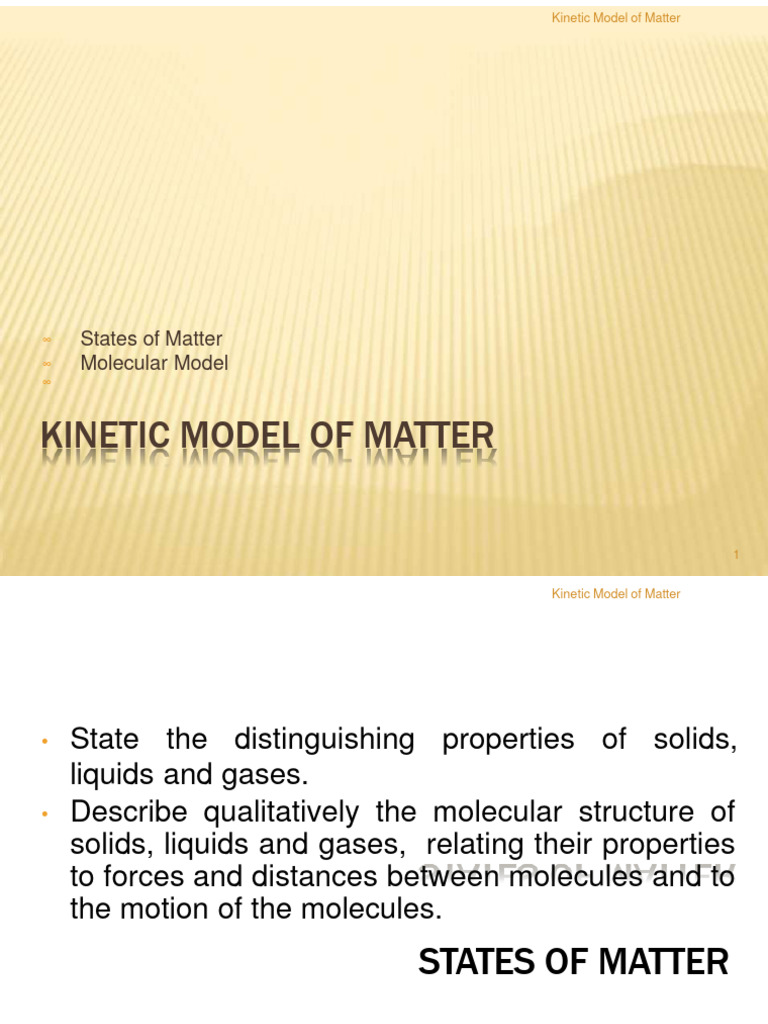 Kinetic Model of Matter | PDF | Gases | Evaporation