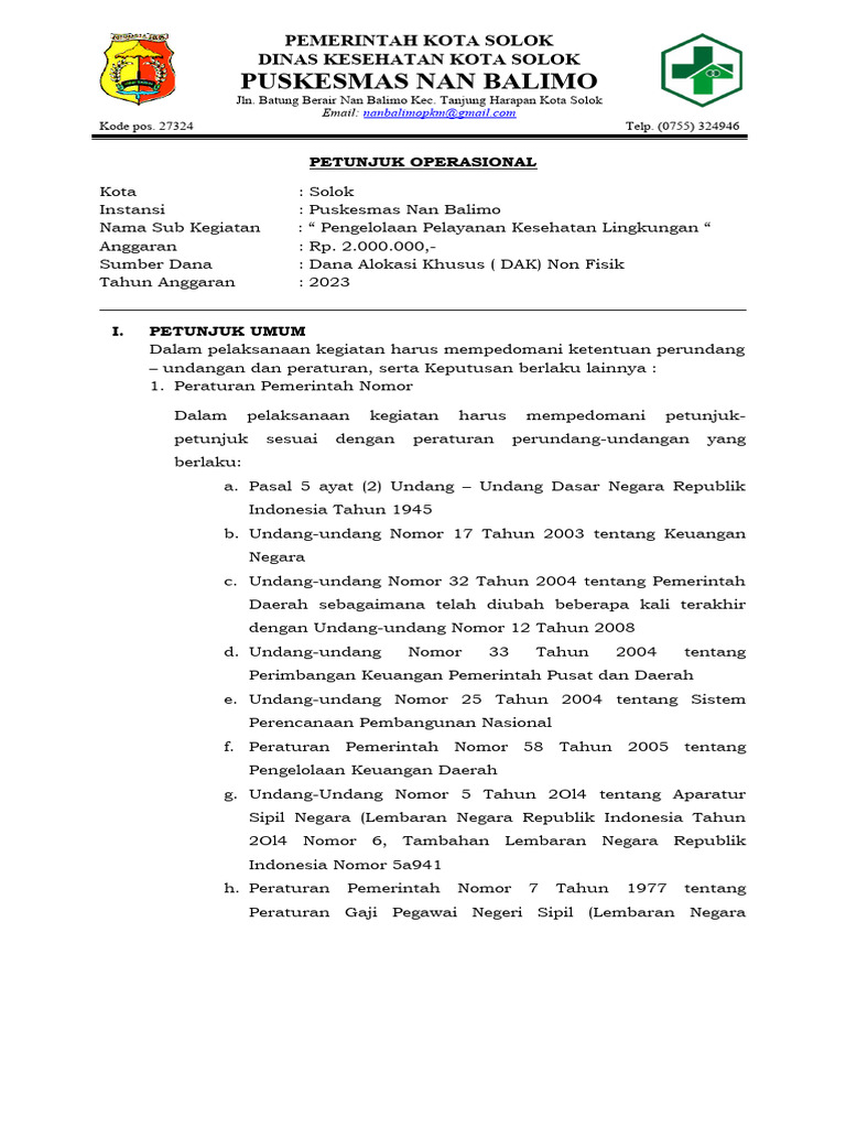 PO Kesling | PDF | Bisnis | Pengelolaan Keuangan & Uang