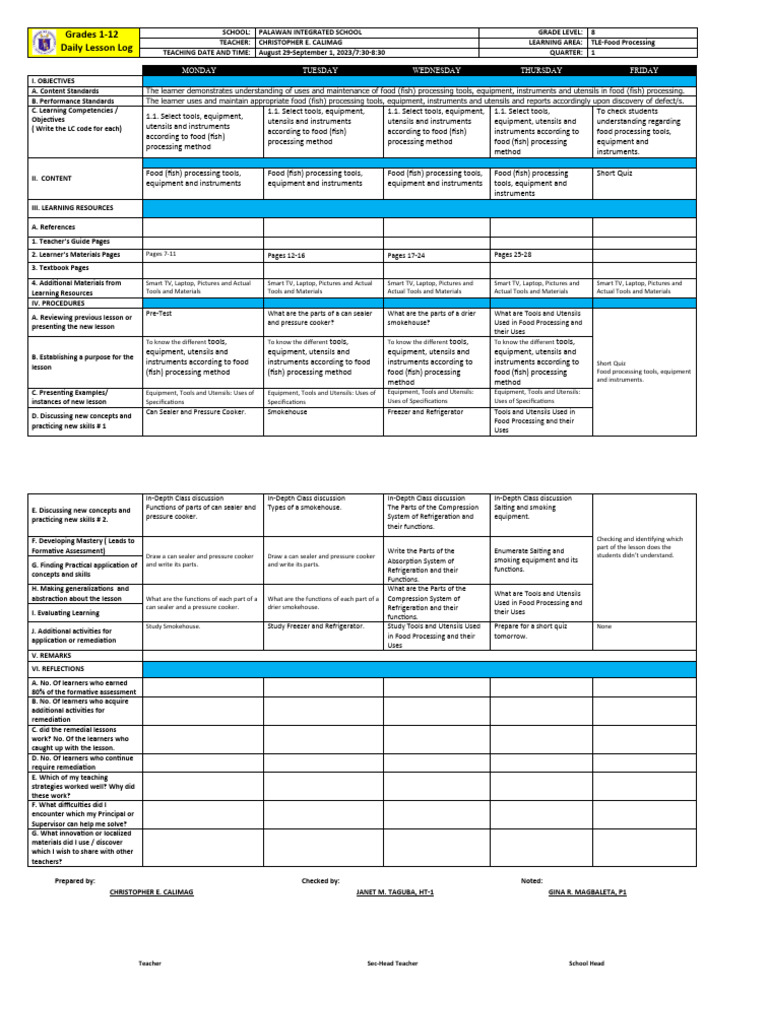 Week 1 Grade 8 | PDF | Learning | Tools