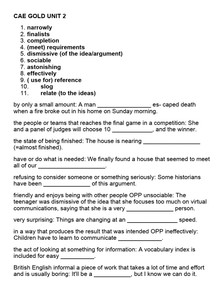 Cae Gold Unit 2 | PDF | Conversation | Psychology