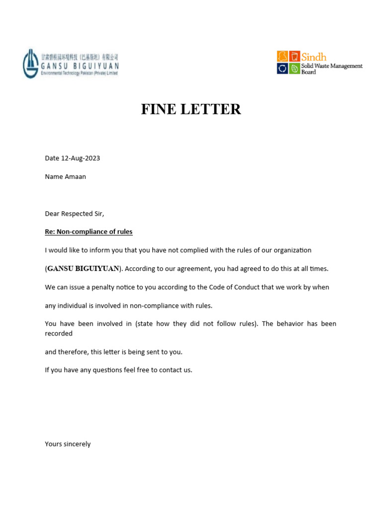 Letter Fine Letter | PDF