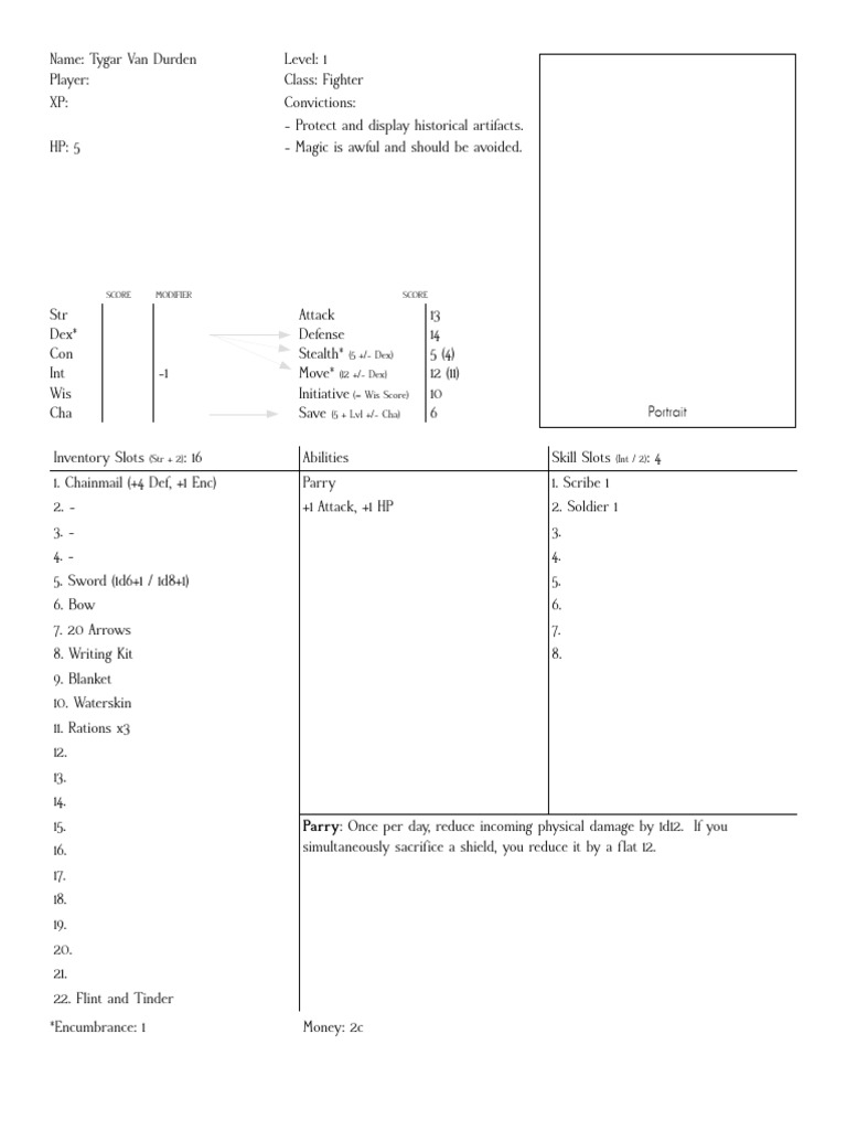 Glog RPG Character Overview | PDF