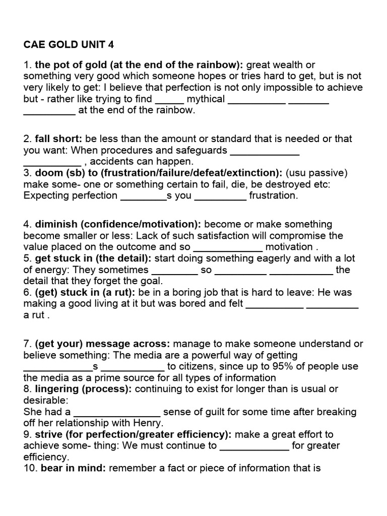 Cae Gold Unit 4 | PDF | Motivation | Motivational