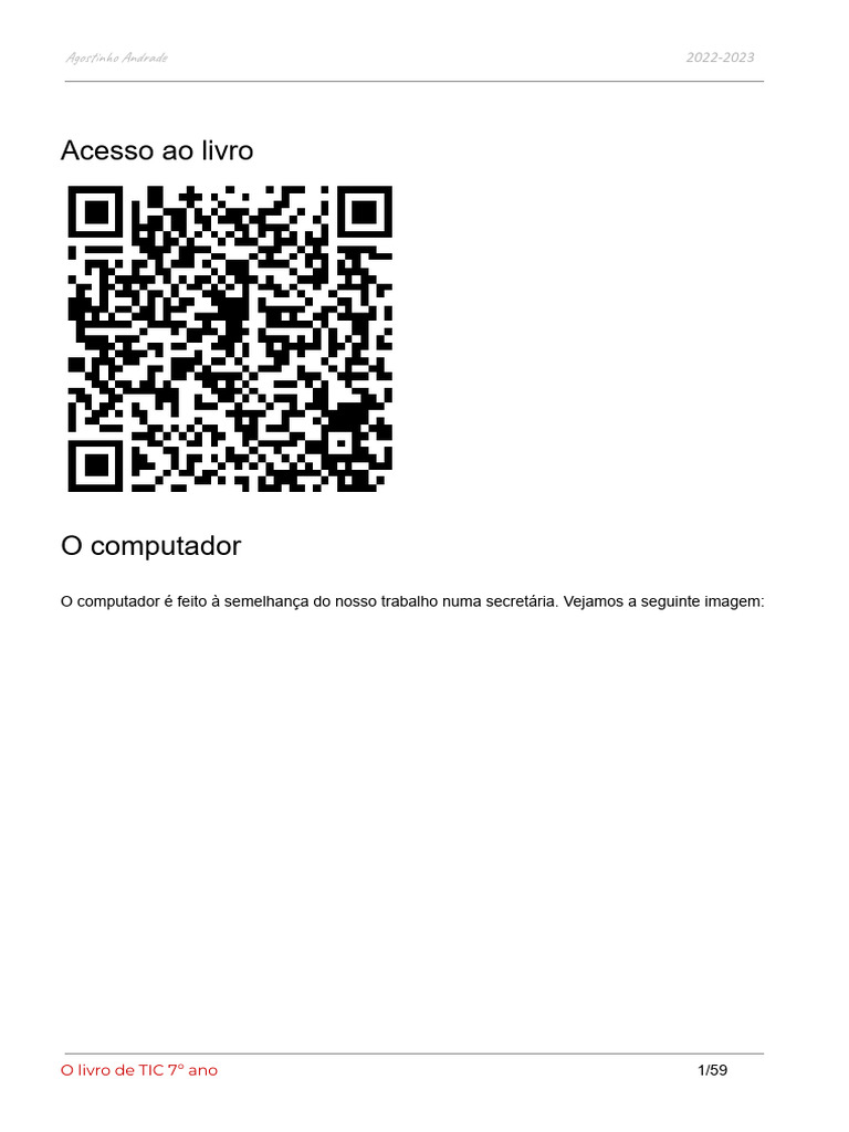 TIC 7º- livro da aula - parte 1 | PDF | Botão Ctrl | Teclado de computador