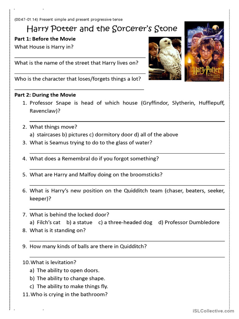 Harry Potter Comprehension Worksheet | PDF