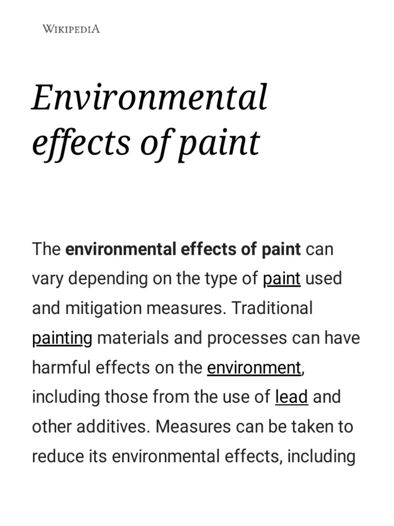 Environmental Effects of Paint - Wikipedia | PDF | Paint | Volatile ...