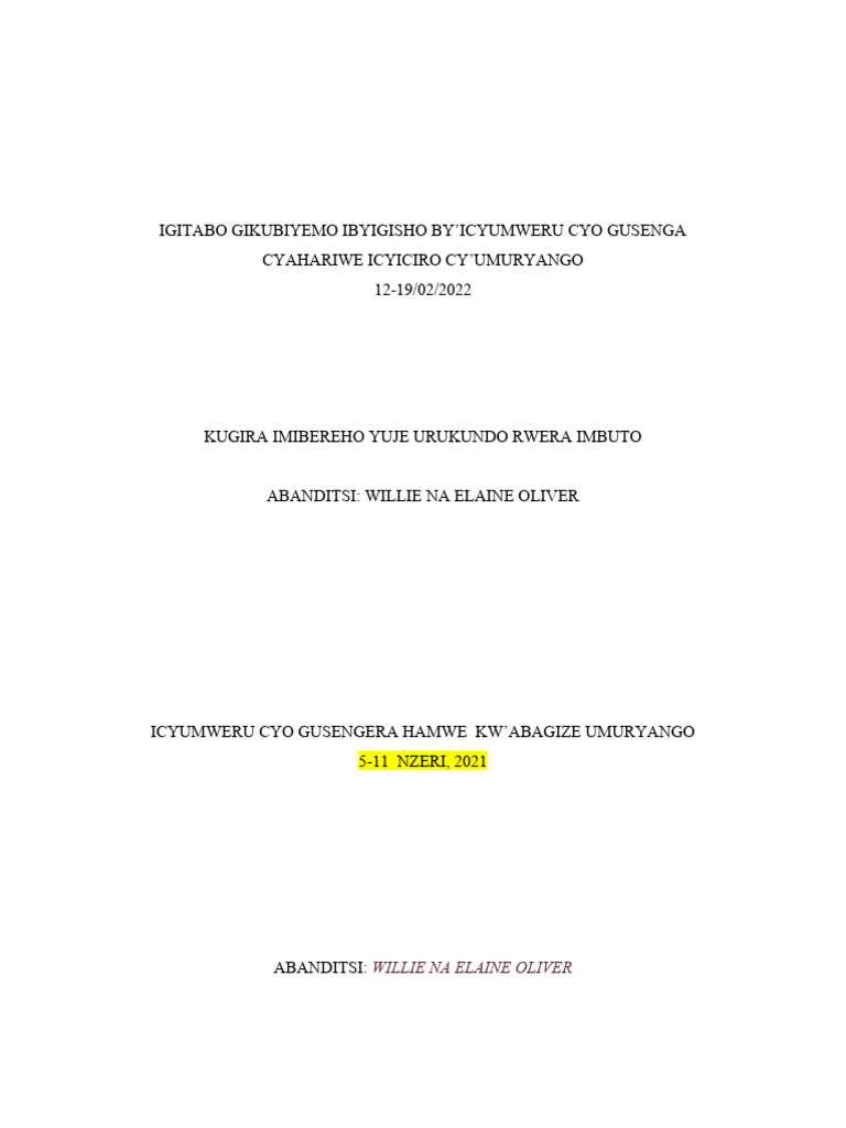 Kubaho Urukundo Rwera Imbuto | PDF