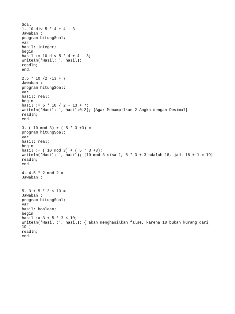 Latihan Pascal p2 | PDF | Karier & Perkembangan | Komputer