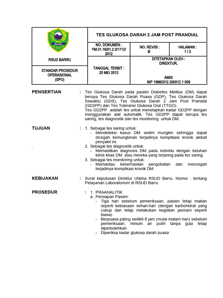 Prosedur Tes Glukosa Darah GD2PP | PDF | Sains & Matematika