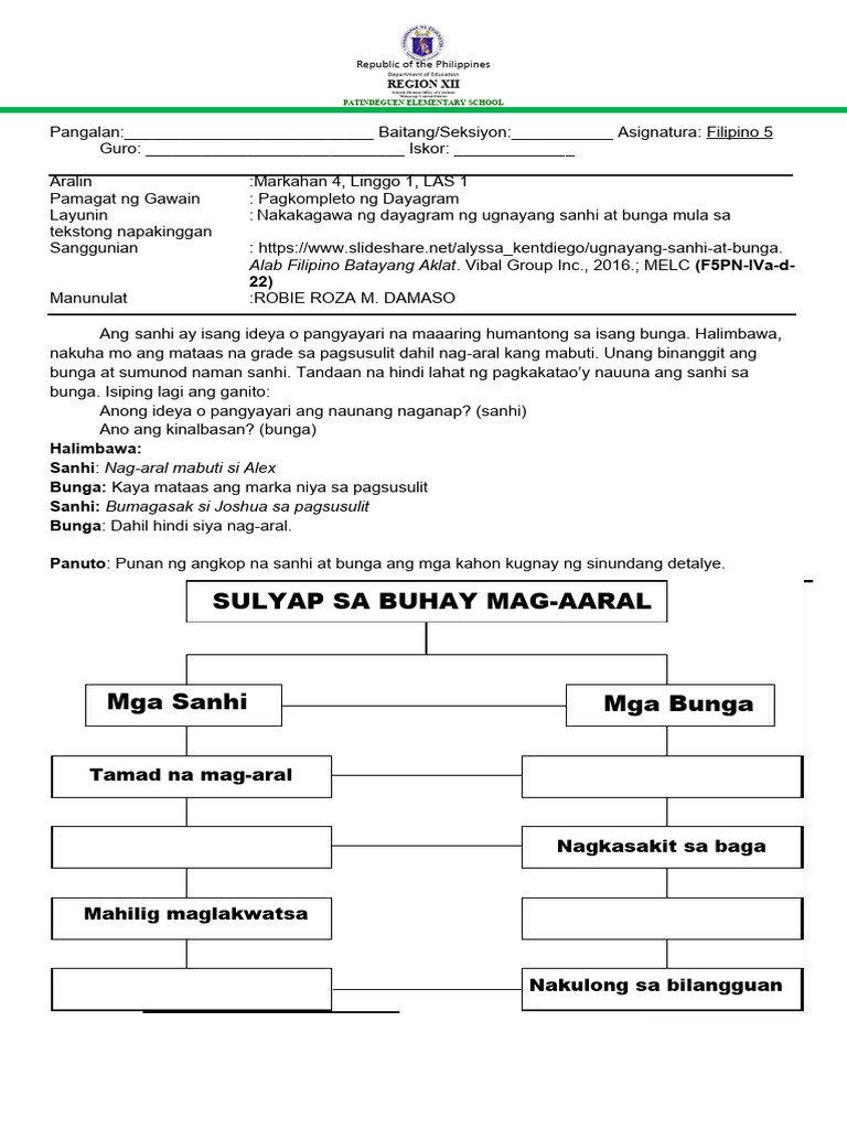 FIL5 Q4 Linggo 1 LAS 1 | PDF