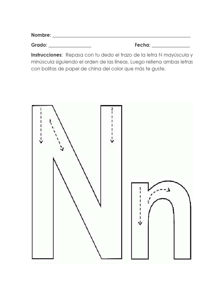 Actividades de Trazo y Color para la Letra N | PDF