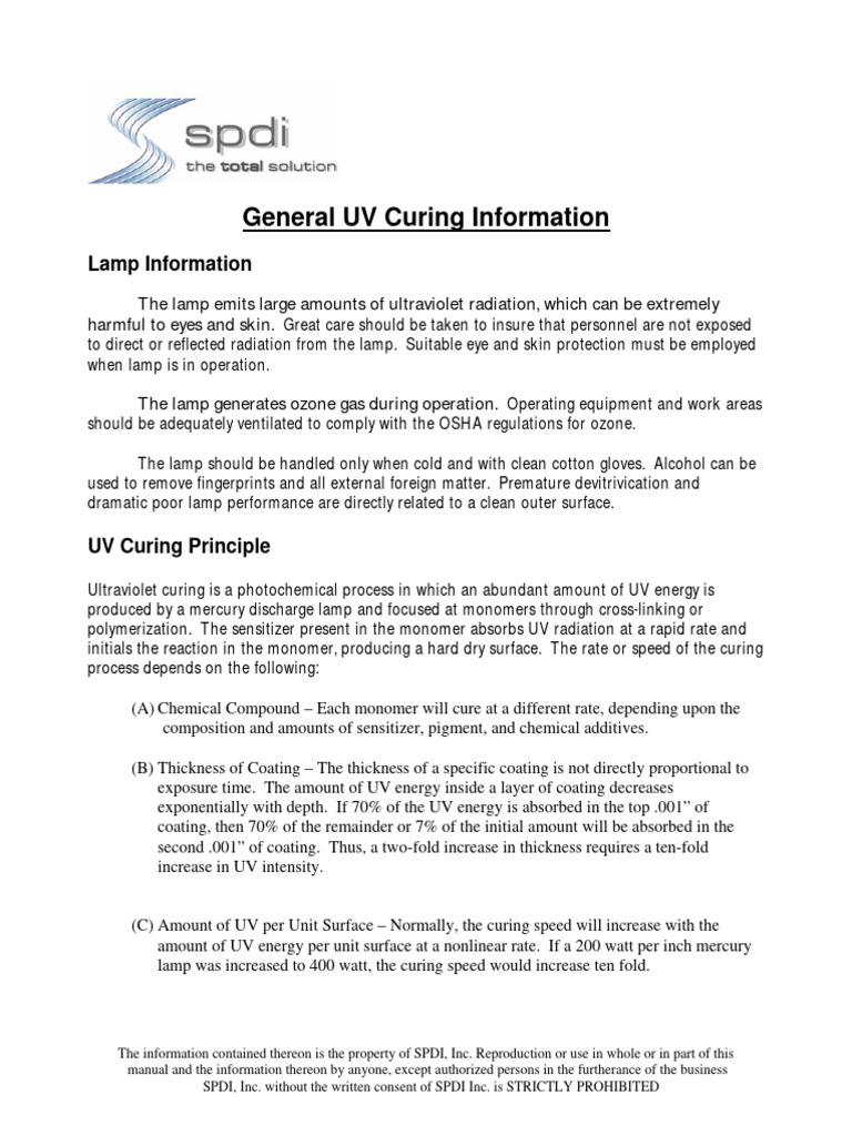 General UV Curing Information | PDF | Ultraviolet | Radiation