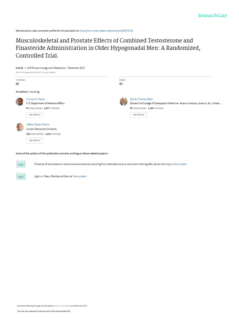 Musculoskeletal and Prostate Effects of Combined Testosterone and ...