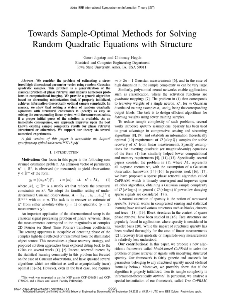 Towards Sample-Optimal Methods for Solving Random Quadratic Equations ...