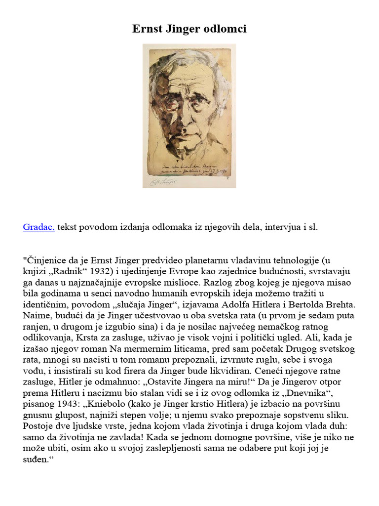 Ernst Jinger - Odlomci | PDF