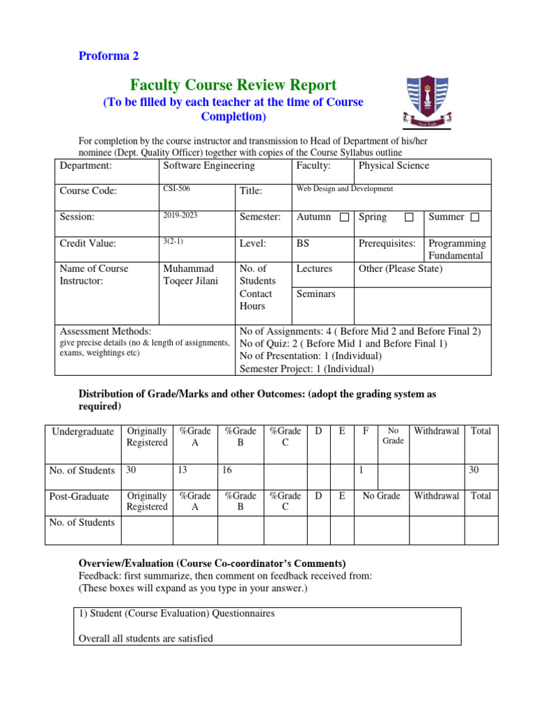 BS (SE) 5th M-B Proforma-2 | PDF | Curriculum | Course Evaluation