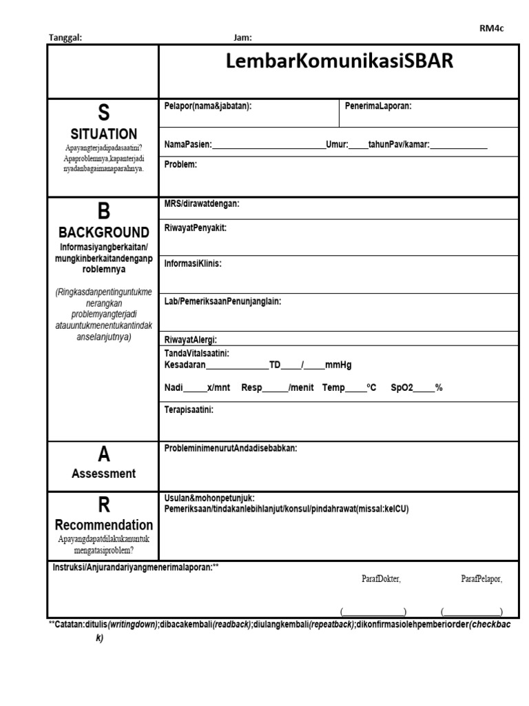 Lembar Komunikasi SBAR untuk Pelaporan Medis | PDF | Sains & Matematika