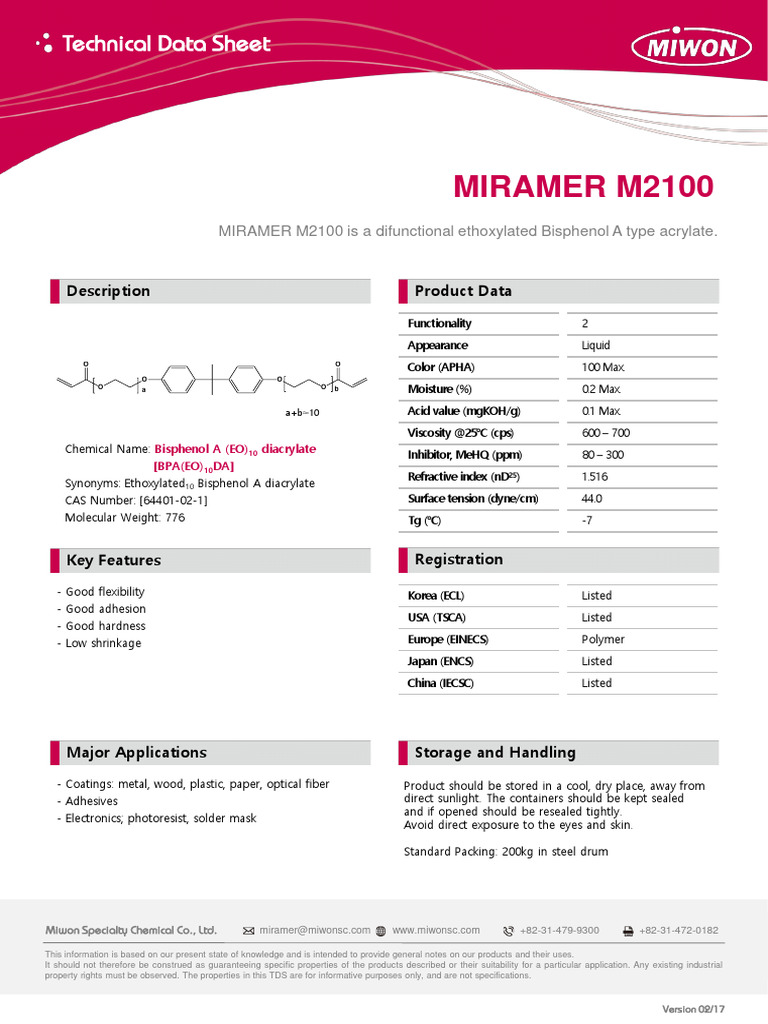 Miramer M2100 TDS | PDF | Building Engineering | Materials