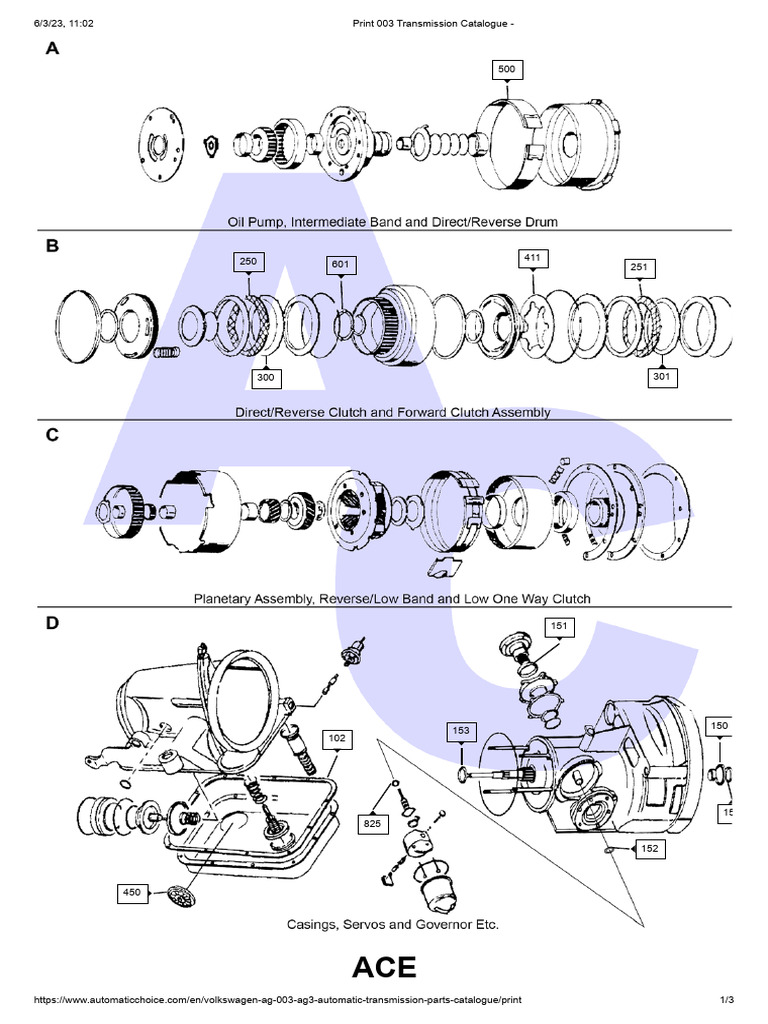 Volkswagen 003 Automatic Transmission Parts | PDF | Automatic ...