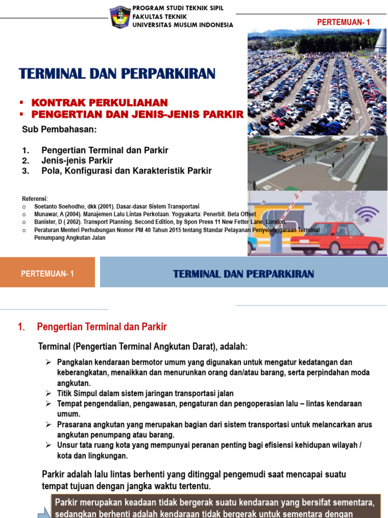 Pert - 1 - Pengertian Dan Jenis-Jenis Parkir | PDF