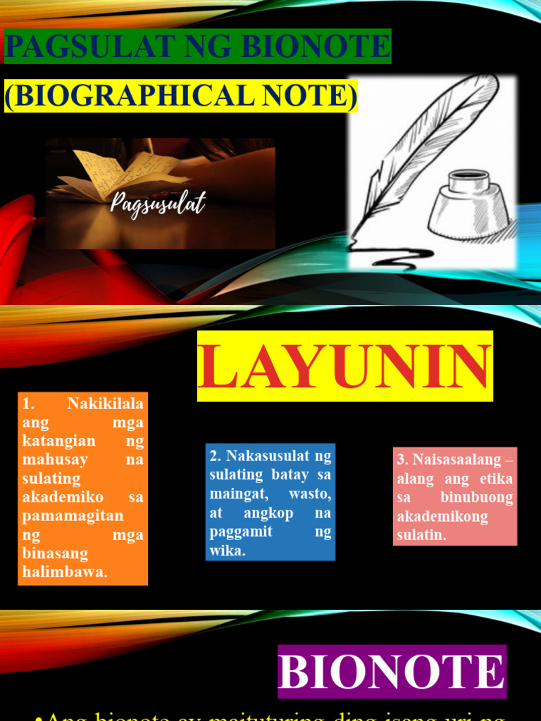 Aralin 4 Pagsulat NG Bionote | PDF