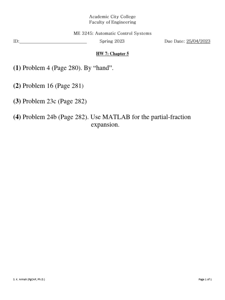 ME3245 Spring 2023 Chapter 5 HW7 | PDF